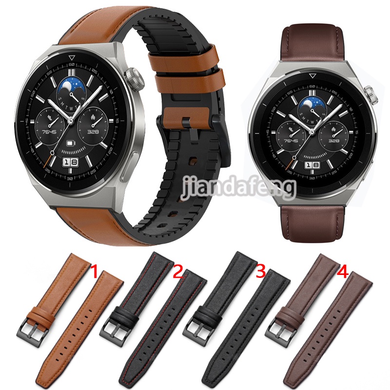 Leather Silicone Strap Sports Waterproof Band For HUAWEI WATCH GT3 Pro ...