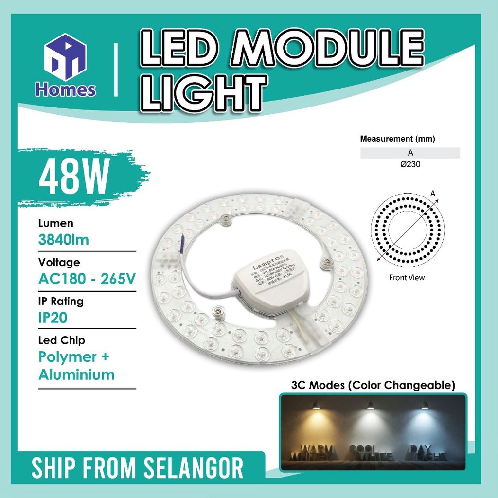LED Module Light 36W 48W Replace Ceiling Lamp LED Circular Module with ...