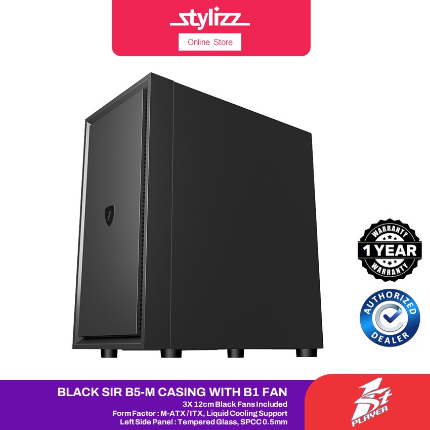 1ST PLAYER BLACK SIR B5-M CASING WITH B1 FAN - M-ATX, TEMPERED GLASS ...