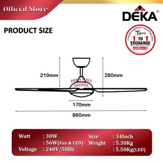 DEKA CONCEPT MINI LED Series 22" 34" 42" 3 Blades 7 Speed Control ...