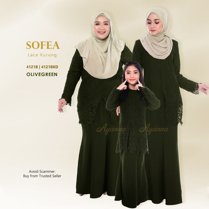 Baju Raya Sedondon Tema Warna Olive Green (Hijau Lumut) Set Family Ayah ...