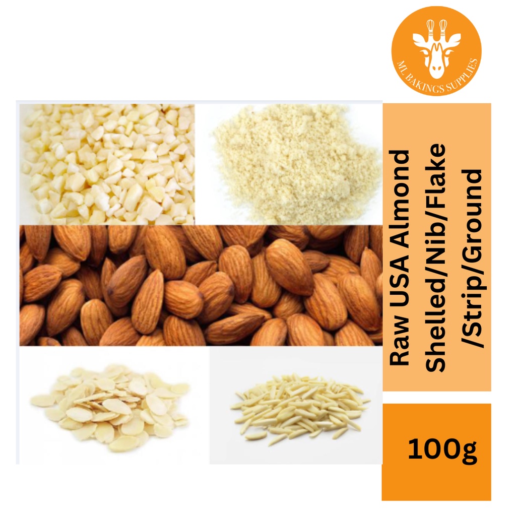 [READY STOCK] Raw USA Almond Shelled/Nib/Flake/Strip/Ground 100g HALAL ...