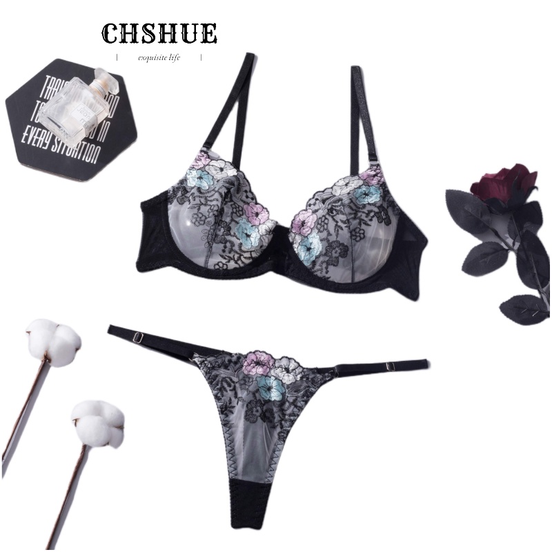Sexy Lingerie Ladies Sexy Lingerie Set Plus Size Floral Embroidery Mesh