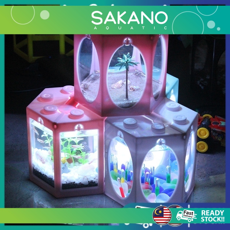 Mini Aquarium Betta Fish Hexagon Lego Tank New Style Block Tank , Guppy ...