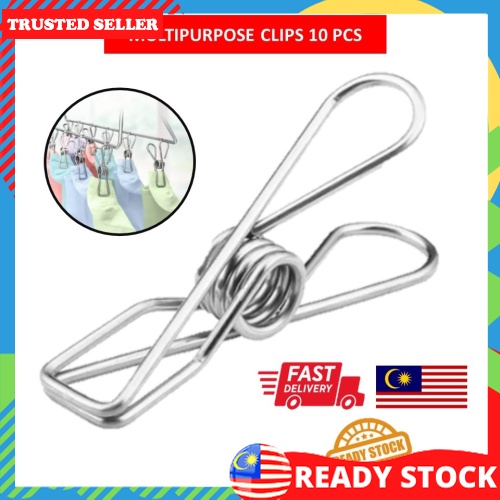 Multipurpose Clip 10 Clips Stainless Steel Cloth Pegs Metal Clip ...