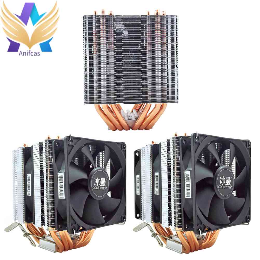 SNOWMAN 6 Heat Pipe Cooling Office CPU Cooler Fan 4 Pin PWM Silent ...