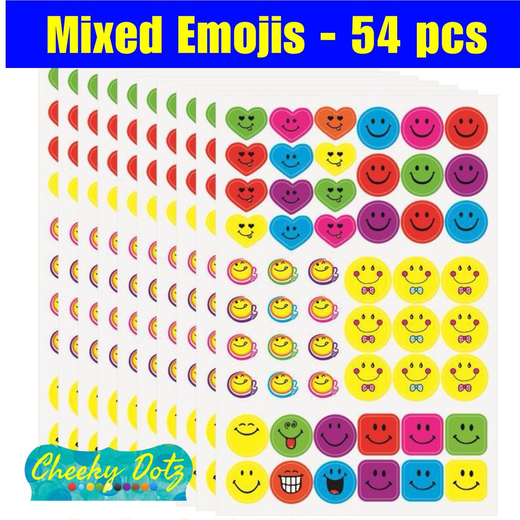 COLOURFUL STUDENTS TEACHER REWARD STICKERS SMILEY EMOJI DOT CARTOON DIY ...