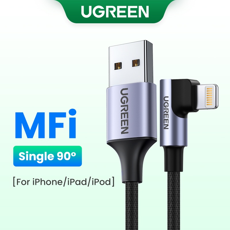 UGREEN MFI 90 Degree Lightning Cable 2.4A USB Cable compatible for ...