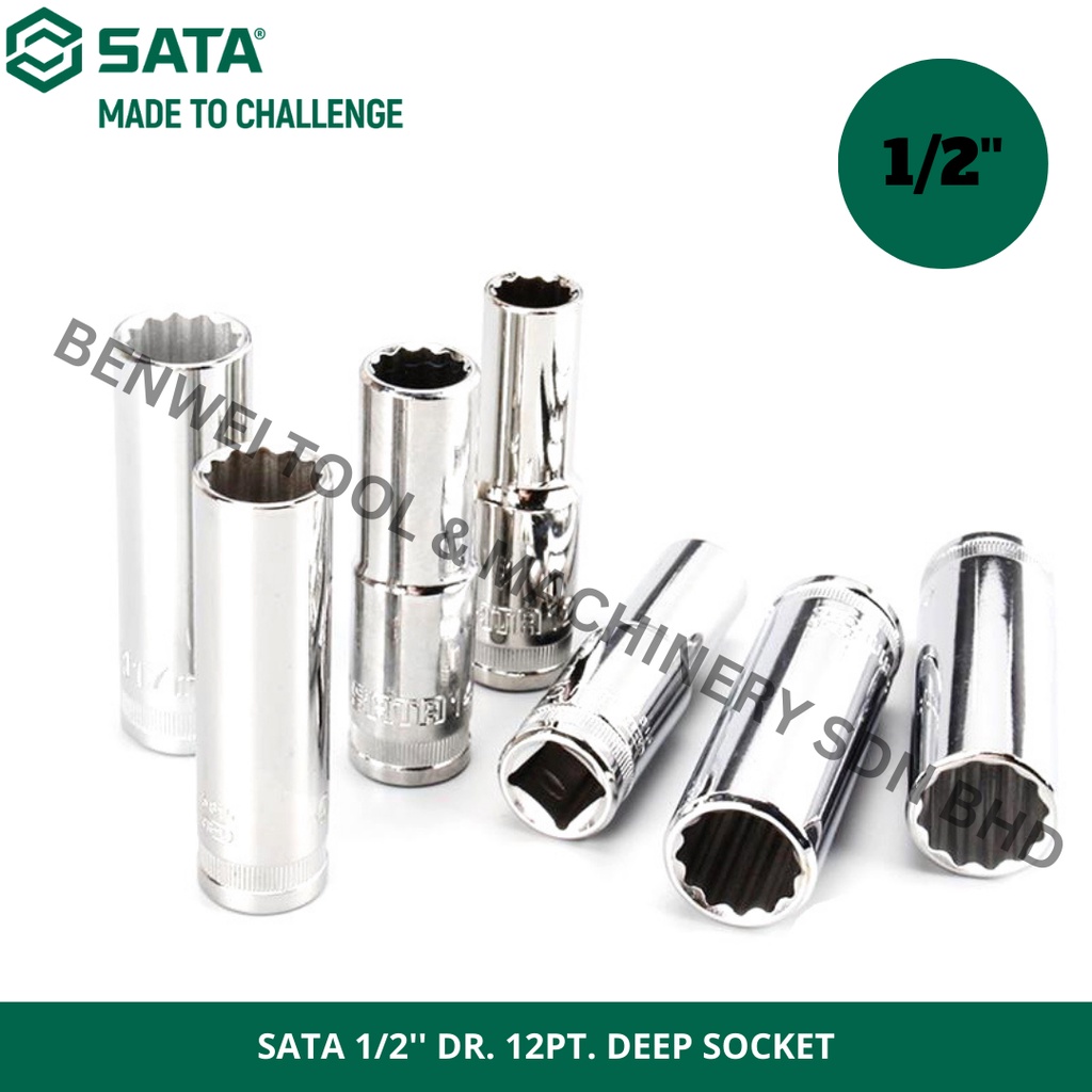 SATA 1/2'' DR. 12PT. DEEP SOCKET / FLOWER SOCKET BOX / 10MM 12MM 13MM ...