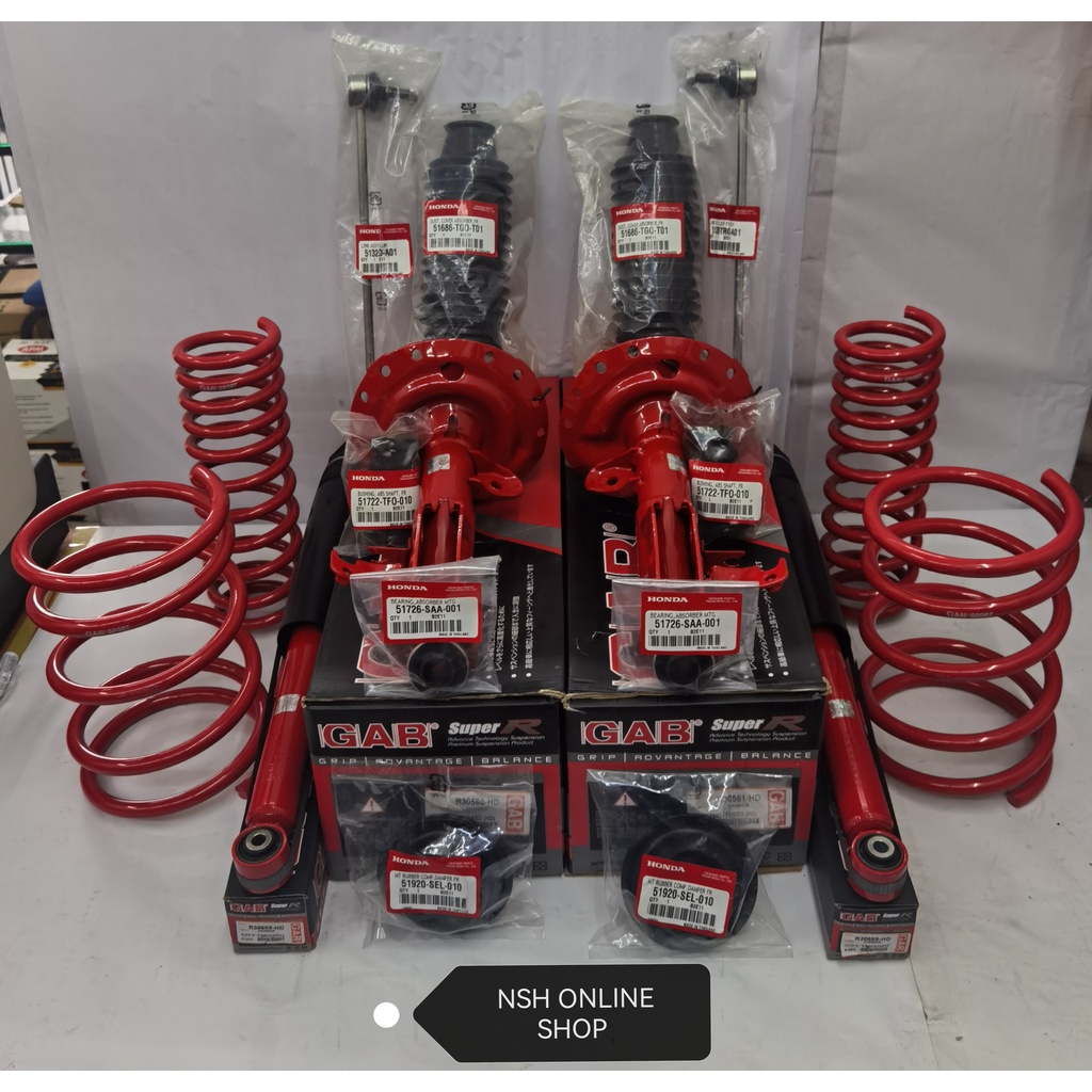 GAB Super R Absorber (HD) Front & Rear+Sport Spring+Abs Mtg+Link+Cover ...
