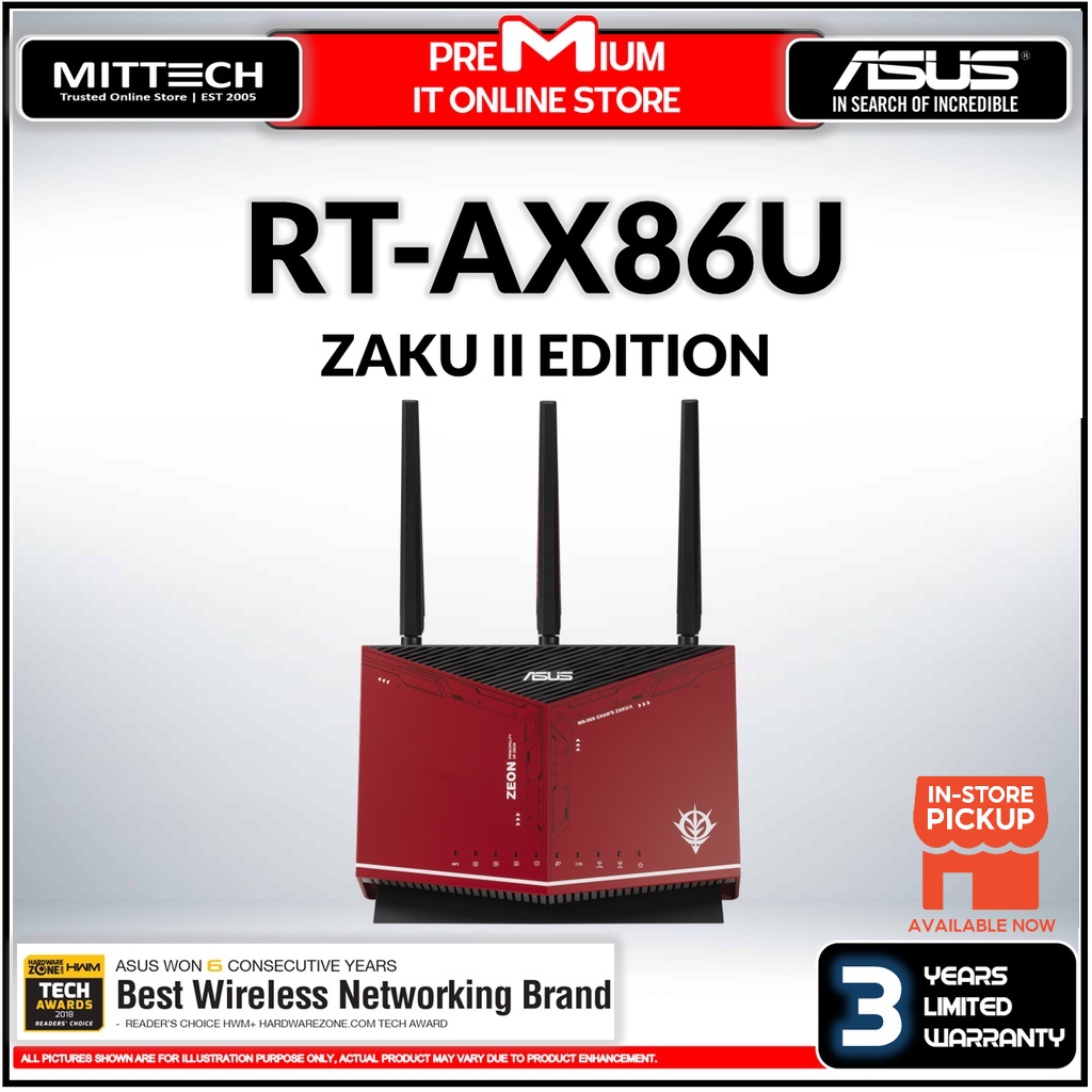 Asus RT-AX86U ZAKU II Edition Router | AX5700 | 861+4804Mbps Dual Band ...