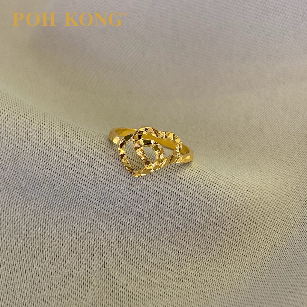 POH KONG 916/22K Gold Cross Hearts Ring | Shopee Malaysia
