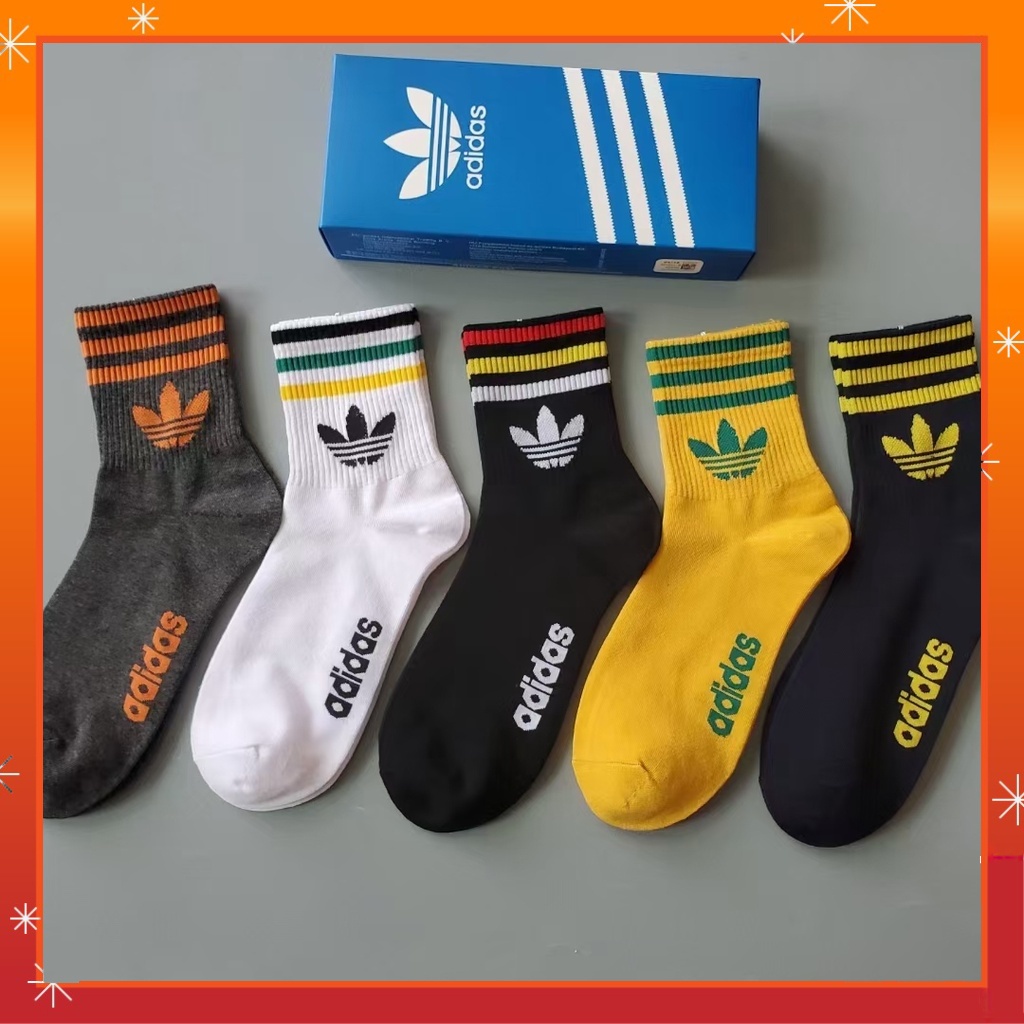 [5 Pasang] Stokin Adida Bunga Running Sport Socks Casual Sock Panjang ...