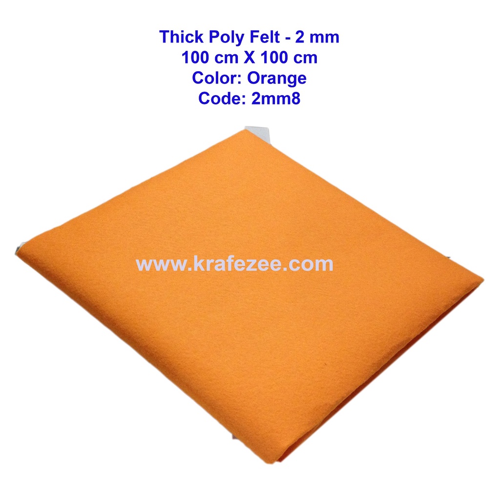 Kain Felt Tebal Poly Felt Fabric 2mm - Orange (1 meter) | Shopee Malaysia