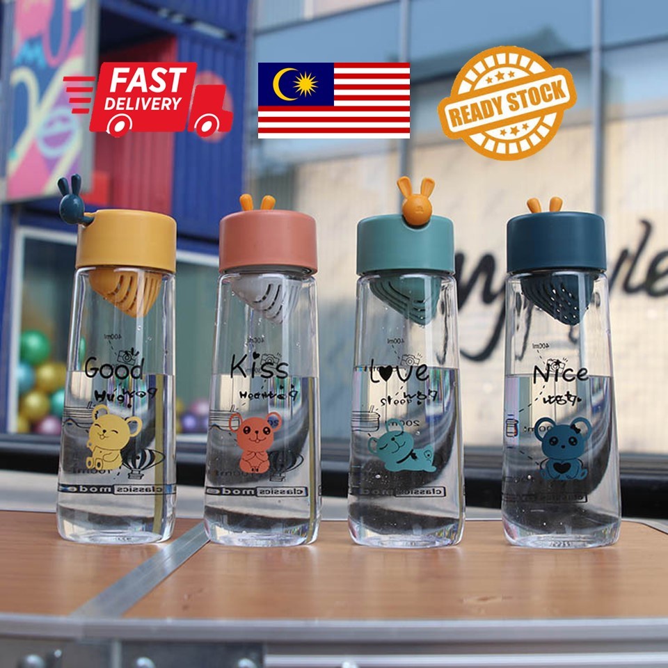 Water Bottle 500ML Clear Transparent Body Drink Bottle Cute Design ...