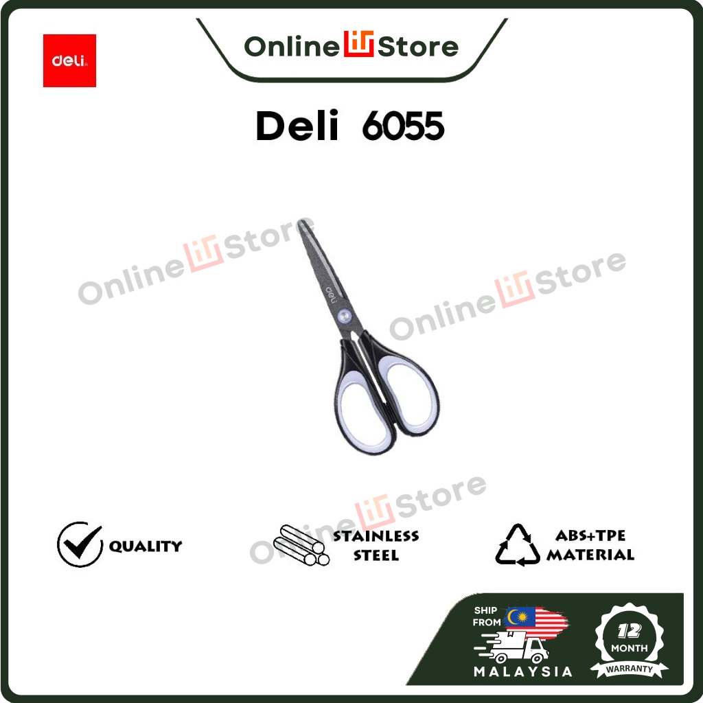 DELI Stainless steel scissors 6055 170mm ,coated black sharp blade non ...