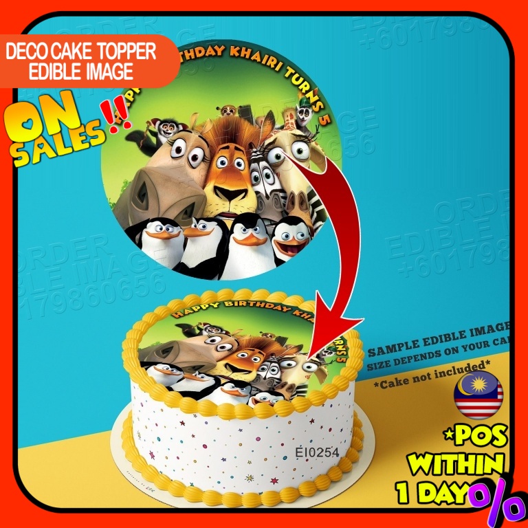 Printing EI Madagascar cartoonEdible Image Print Cake Photo Icing Paper ...