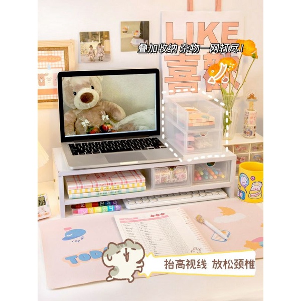 Desktop Rack Muji Organizer Box Monitor Screen Laptop Increased Shelf ...