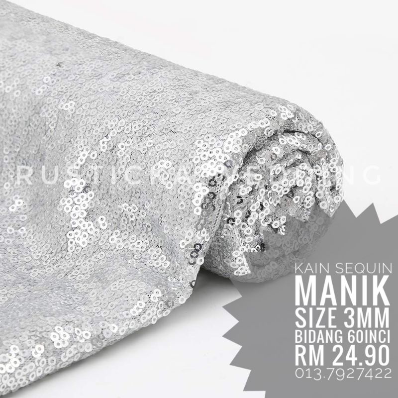 Kain Sequin Manik 3mm Sequin Glitter Fabric Wedding Birthday Decoration ...