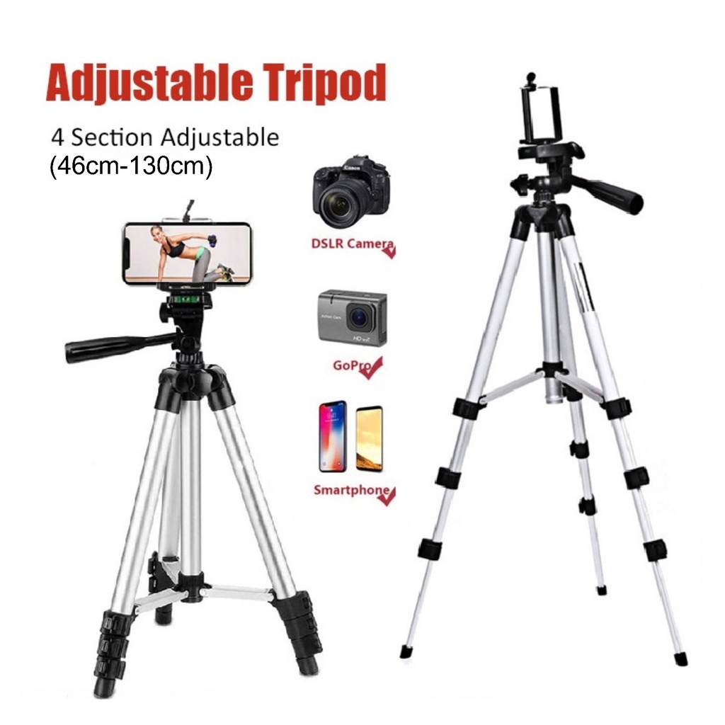 Tripod 3110 3120 Extendable Universal Portable Selfie Live Video Stand with Bag & Phone Holder ...
