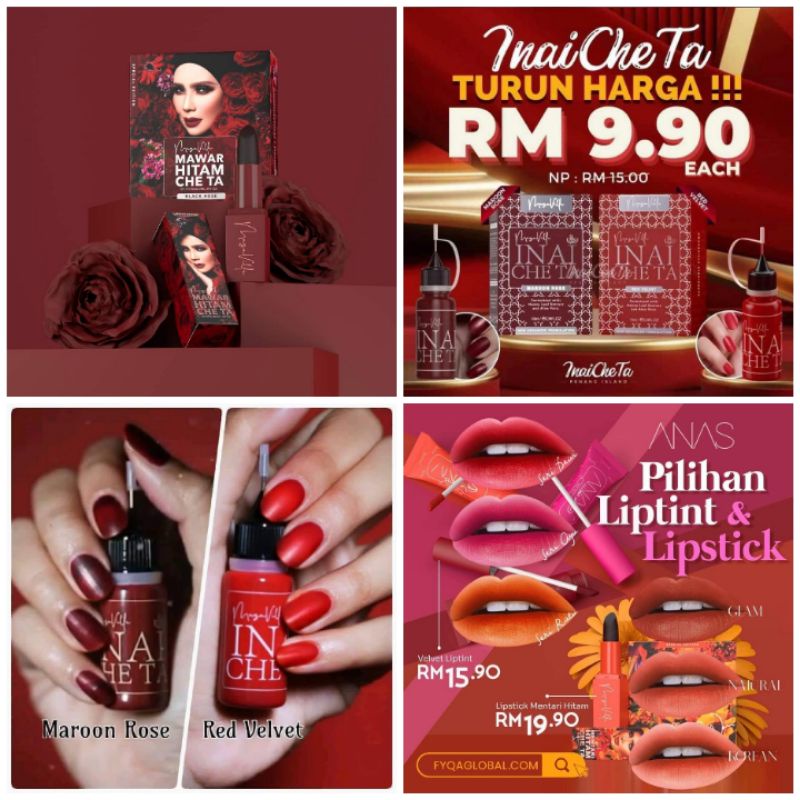 Inai Che Ta / Mawar Hitam Lipstik By che Ta | inai Nunha by nEeLofa ORiginaL 💯 | Shopee Malaysia