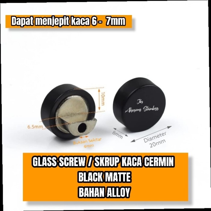 GLASS SCREW/MINDERGARTEN GLASS SCREW WITHOUT GLASS HOLES - BLACK MATTE ...