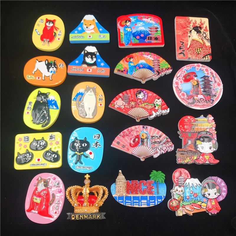 Refrigerator Magnet Japanese Exquisite Fortune Dog Dancer Mount Fuji ...