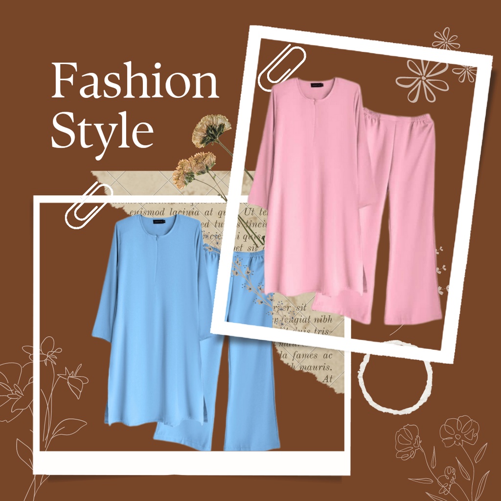 NEW Wafa Suit Murah (S-2XL) Warda Set, Basic Muslimah Suit Set, Blouse ...