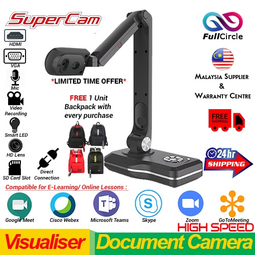 SuperCam High Speed Visualizer Document Camera Portable Visualiser ...