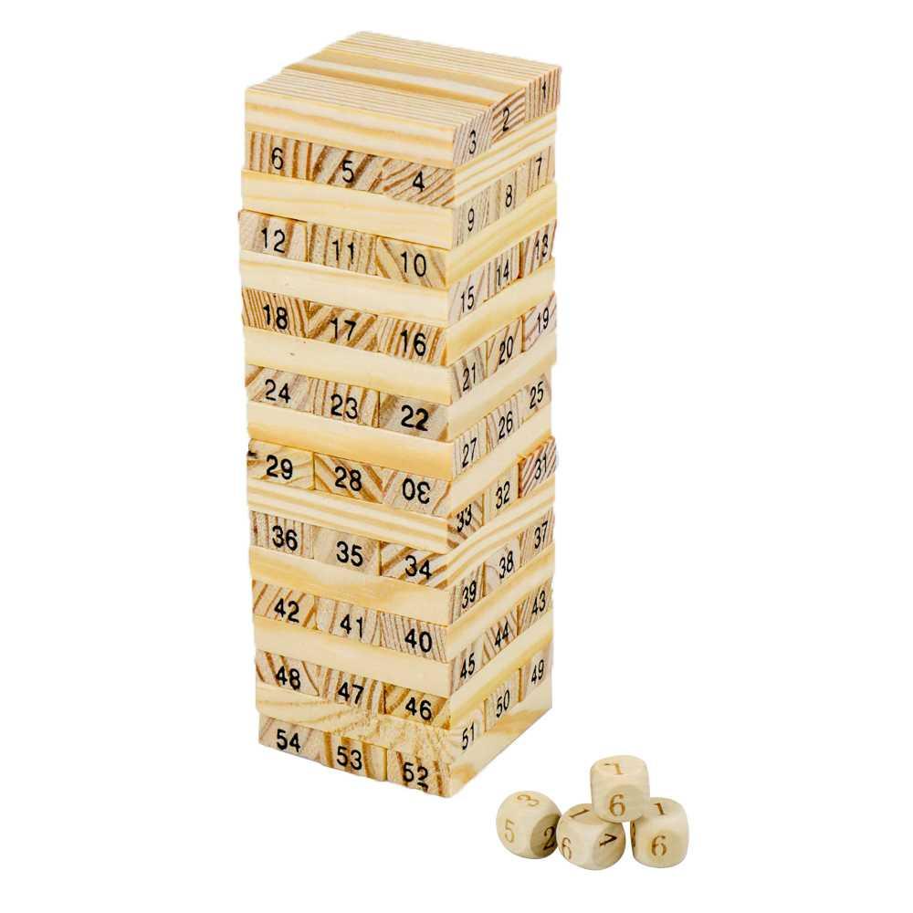 KAYU Uno 54-block Wooden Stako Game With 4 Dice ORIGINAL!! | Shopee ...