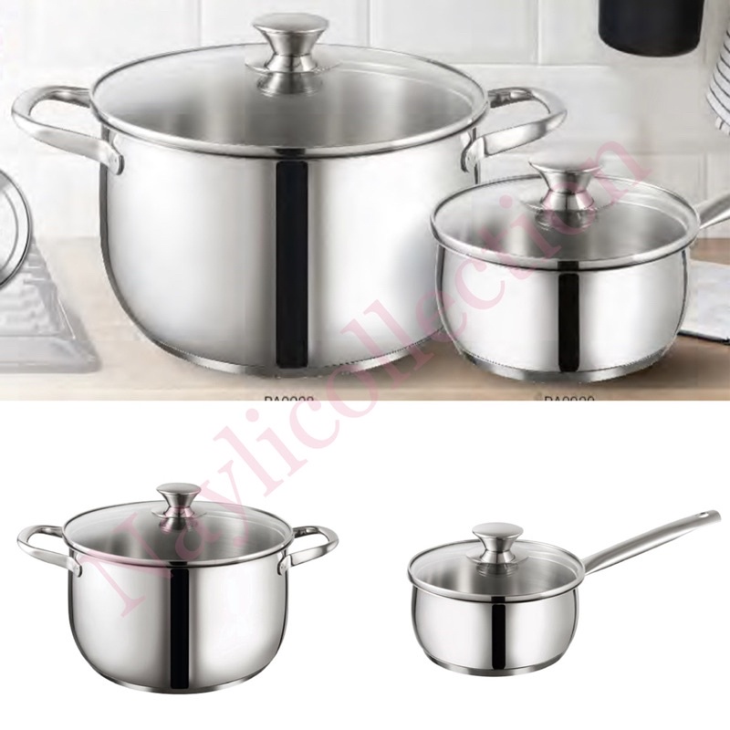 Buffalo 18cm Stainless Steel Saucepan and 24cm Stainless Steel Stock ...