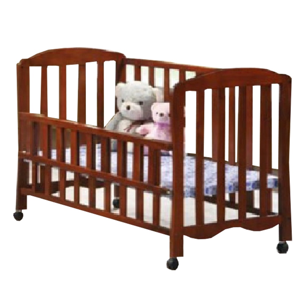 Tekkashop MXBF663 Natural Solid Wood Baby Cot Bed Frame with Caster ...