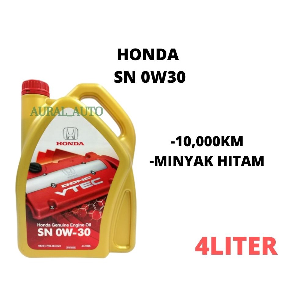 Honda 0W30 Fully Synthetic 4Liter Free Oil Filter Minyak Hitam Engine Oil For DOHC V-Tec Civic ...
