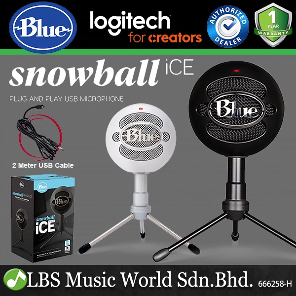 Blue Microphones Snowball Ice Plug and Play USB Cardioid Condenser Mic ...