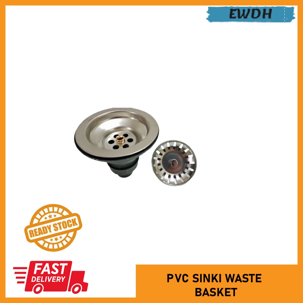 PVC SINK WASTE BASKET STRAINER 2-1/2" STAINLESS STEEL | Shopee Malaysia