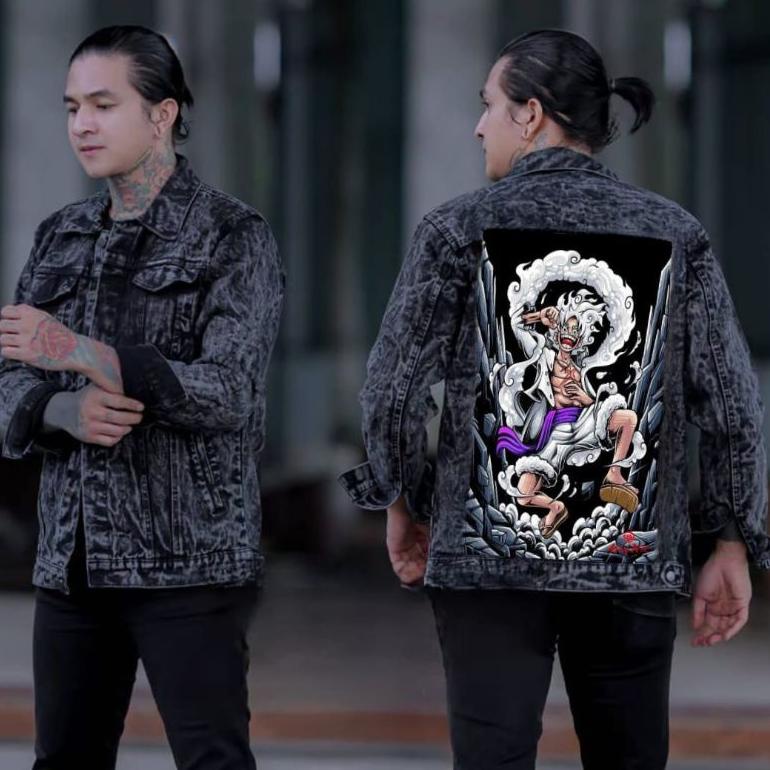 One Piece Anime Printed Jean Jacket for Men and Women, Cartoon Luffy ...
