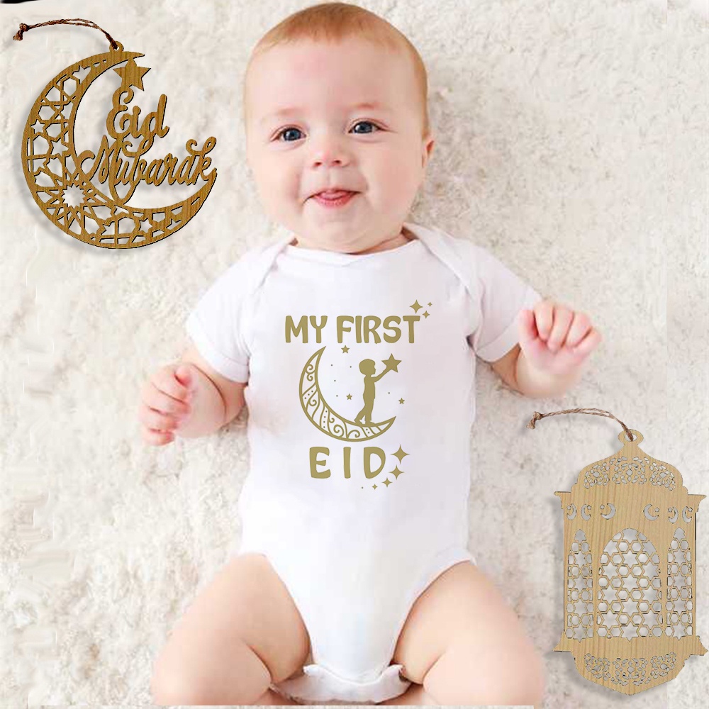 My First Eid Cute Baby Short Sleeve Jumpsuit Baby Girl Boy Newborn 1st ...