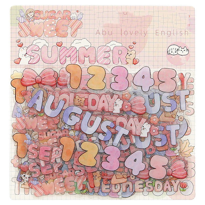 Gem - PASTEL COLOR CUTE ALPHANUMERIC PET TRANSPARANT STICKER FOR ...