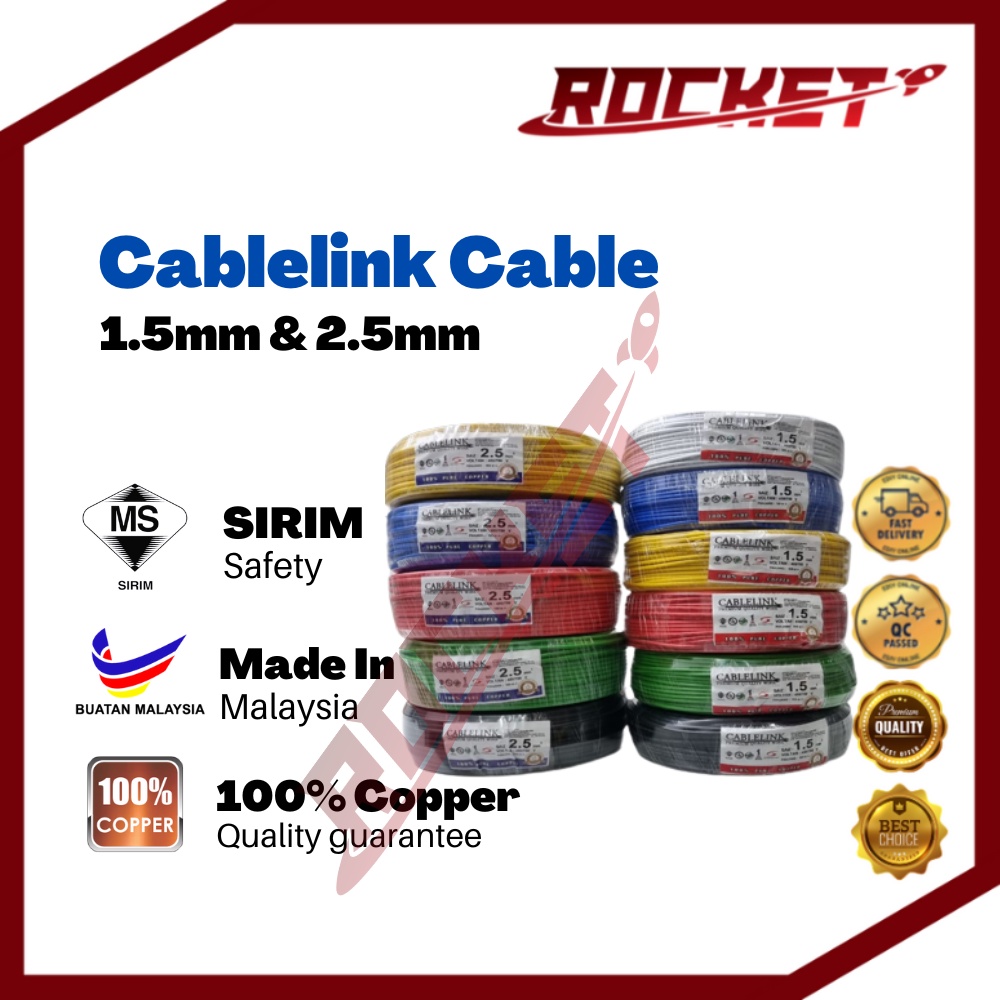 Cablelink ITOKU SIRIM Kabel 1.5mm 2.5mm wiring Insulated PVC 100% Pure Copper Cable SIRIM ...