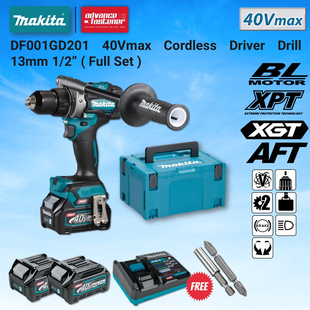 MAKITA DF001GD201 / DF001G / DF001GZ 40Vmax Cordless Driver Drill 13MM ...