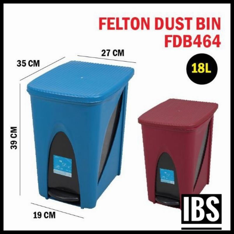 IBS 18L Dustbin Pedal Trash Tong Sampah Buka Pijak Bakul Sampah Flip ...