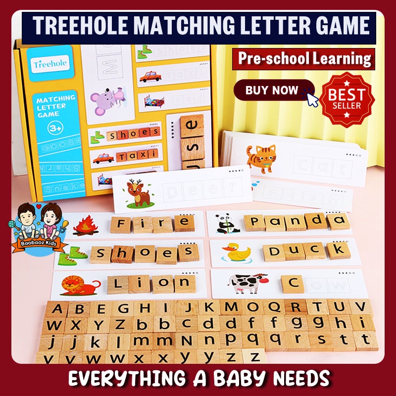 TREEHOLE Alphabet Matching Letter Game ENGLISH Spelling Game Wooden ...