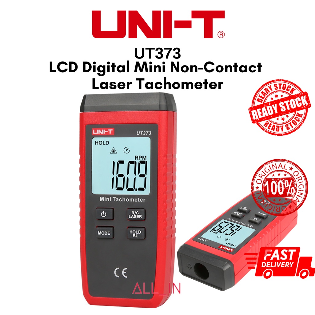 UNI-T UT373 LCD Digital Mini Non-contact Laser Tachometer RPM Speed ...