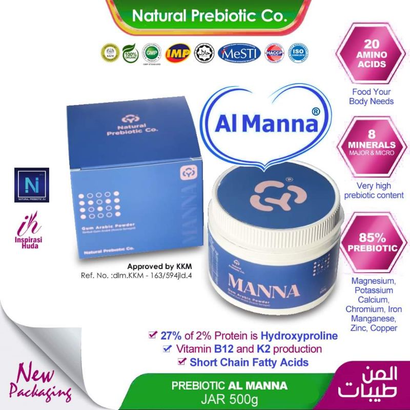 NEW PAKAGING !! AL-MANNA (GUM ARABIC) NATURAL PREBIOTIC BERMUTU TINGGI ...