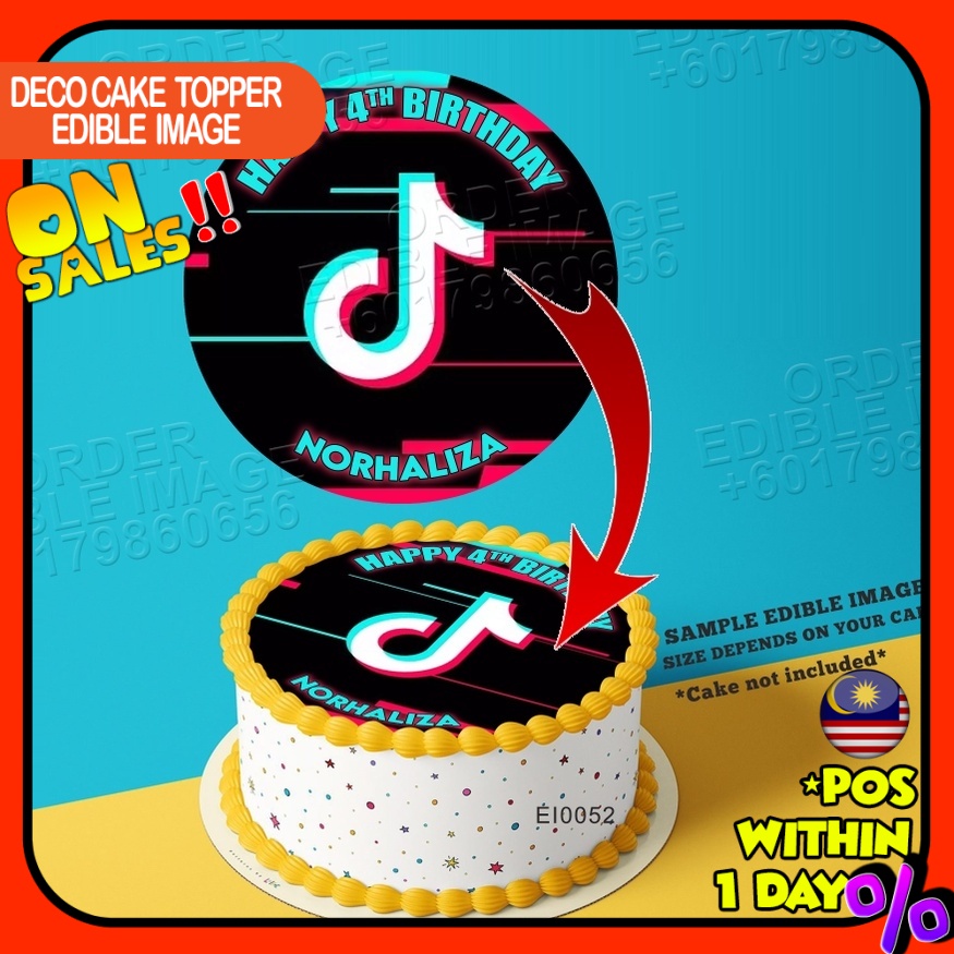 Printing EI Tiktok 2 Edible Image Print Cake Photo Icing Paper Birthday ...