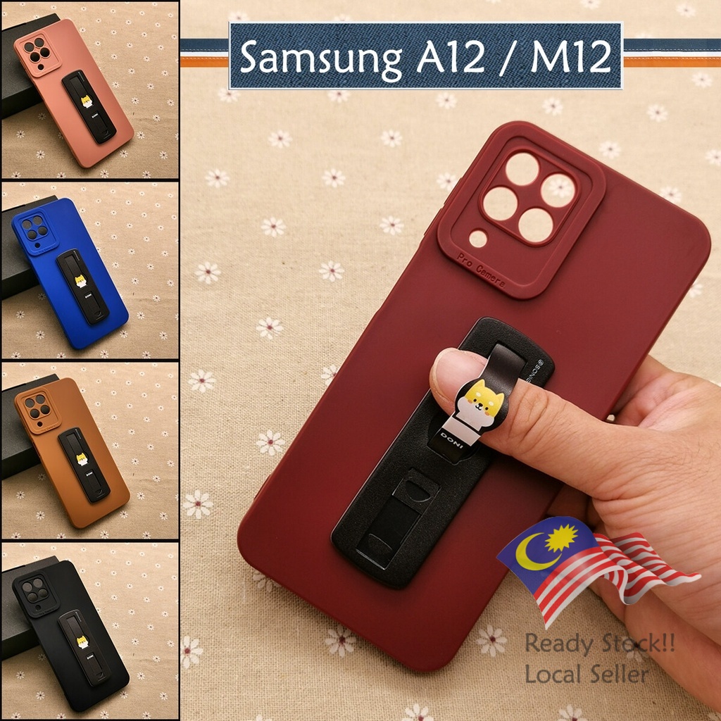 Samsung Galaxy A12 / M12 Plain DIY Cute Ring I-Ring Back Silicone Case ...