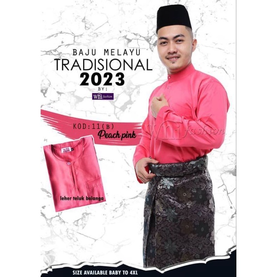 Baju Melayu Wni Traditional Berpesak (11b Fuzzy Peach) | Shopee Malaysia