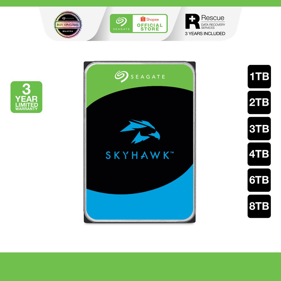 Seagate SkyHawk 8TB / 6TB / 4TB / 3TB / 2TB / 1TB 3.5" Surveillance ...