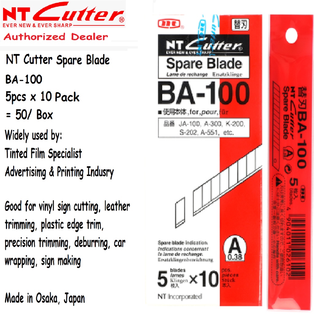 NT Cutter Refill Spare blade BA-100 (50 pcs / Box) Made in Japan ...
