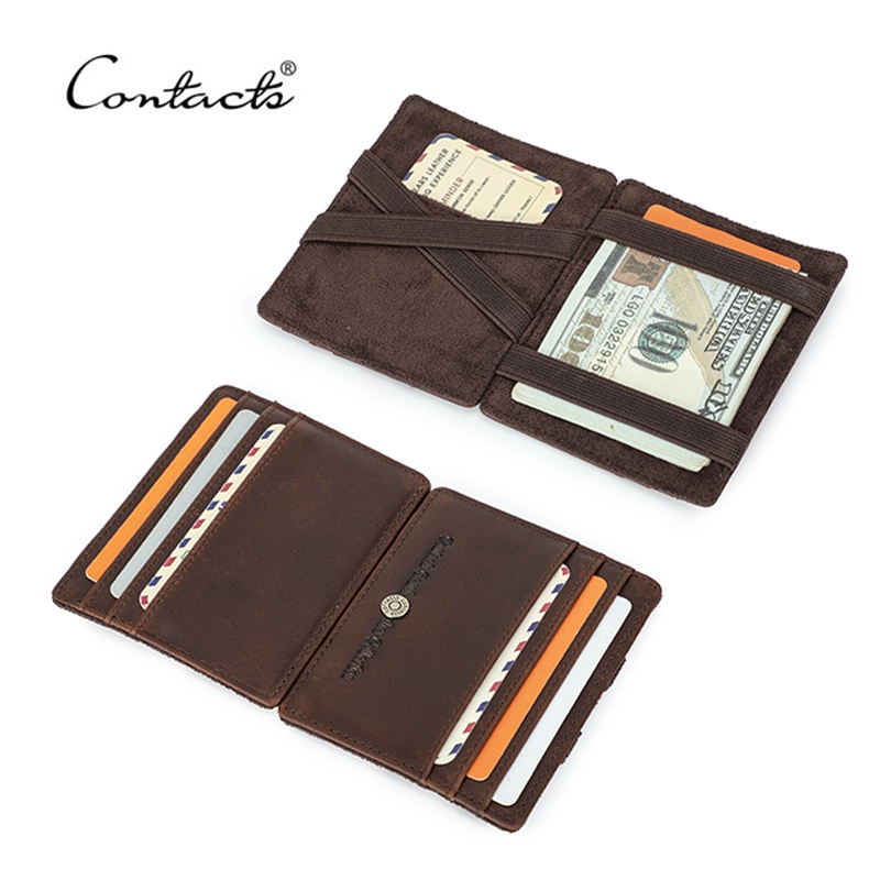 CONTACT'S Genuine Leather Men Magic Wallet Card Holder Small Wallets ...